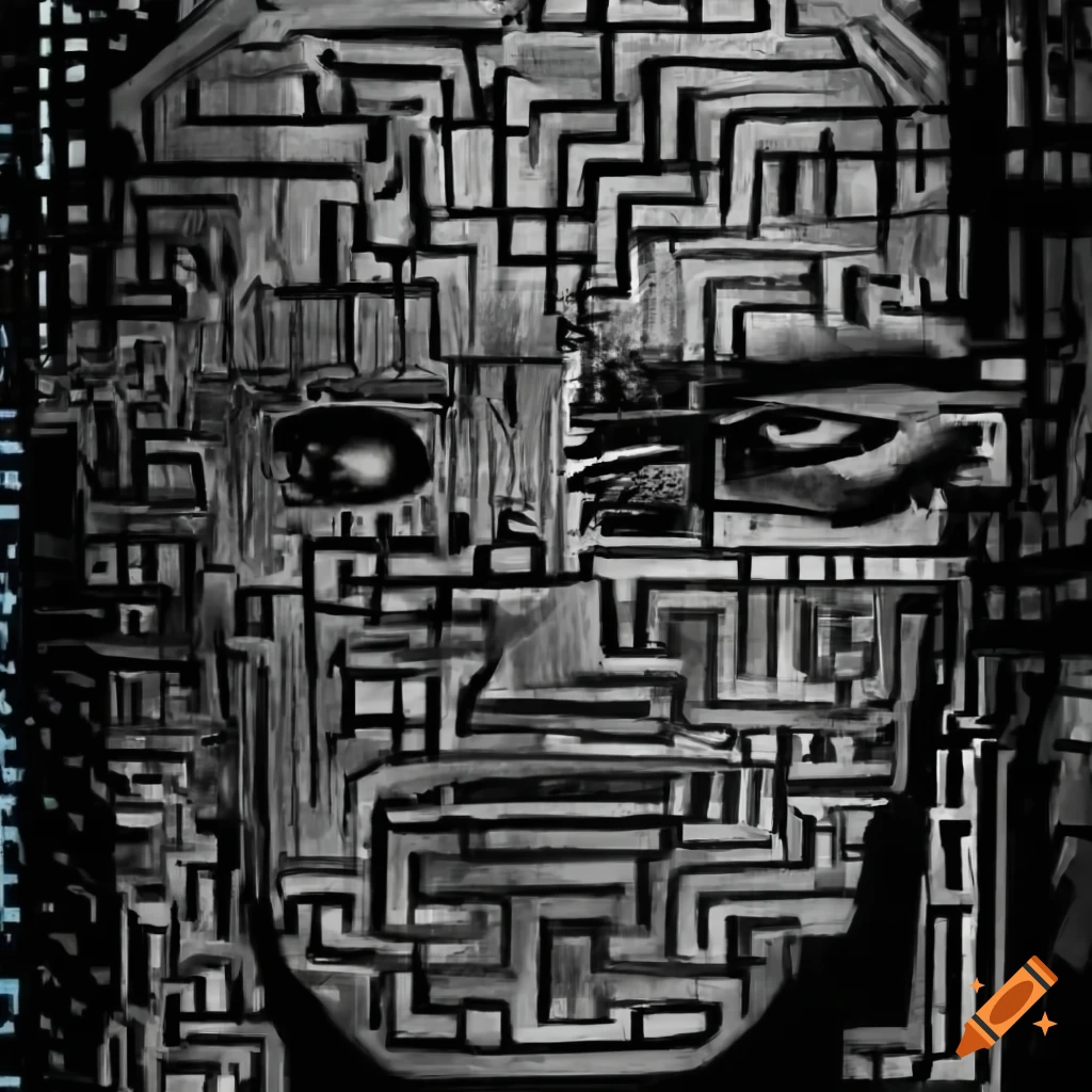 Glitch psycho noir maze on Craiyon