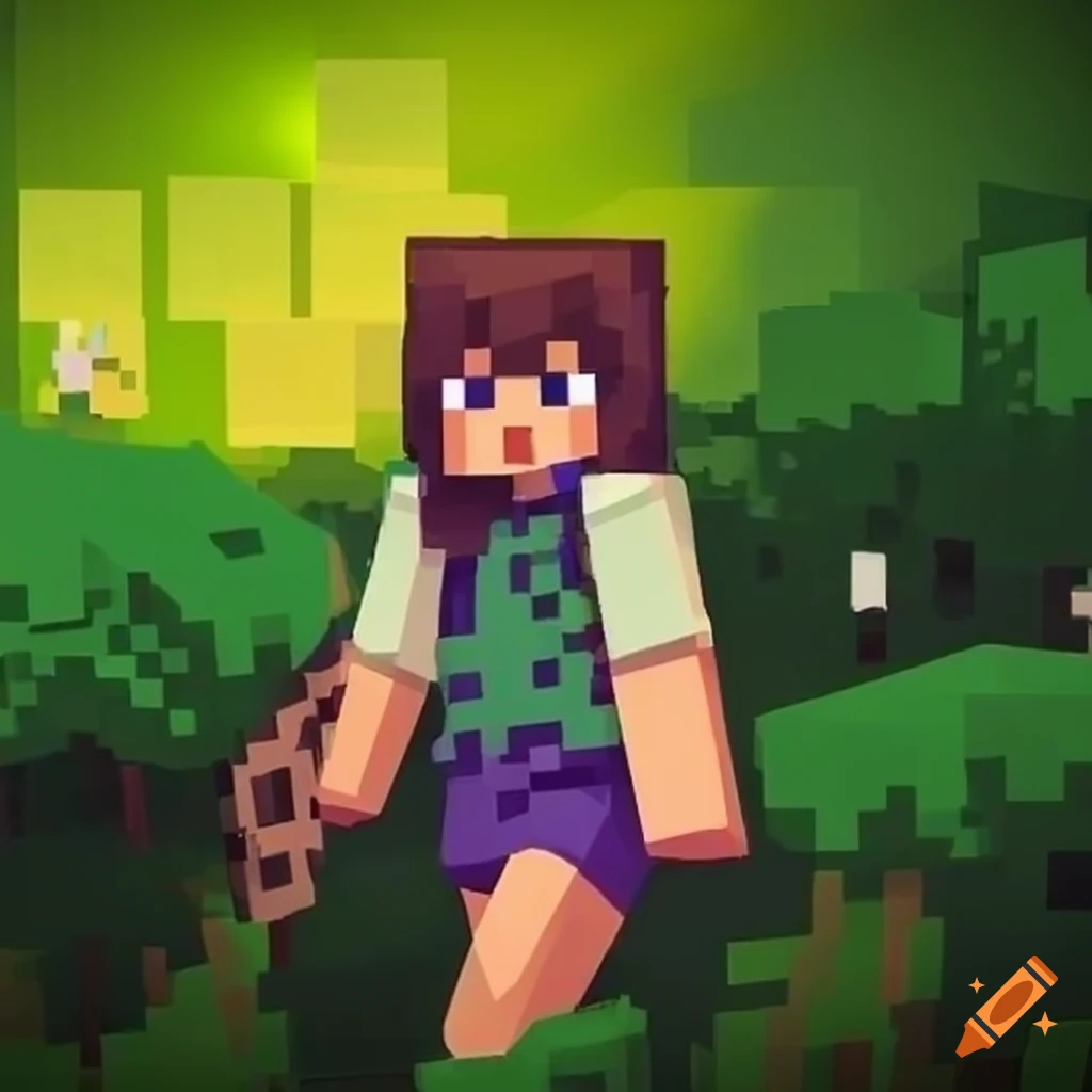 Minecraft girl enjoying nature on Craiyon