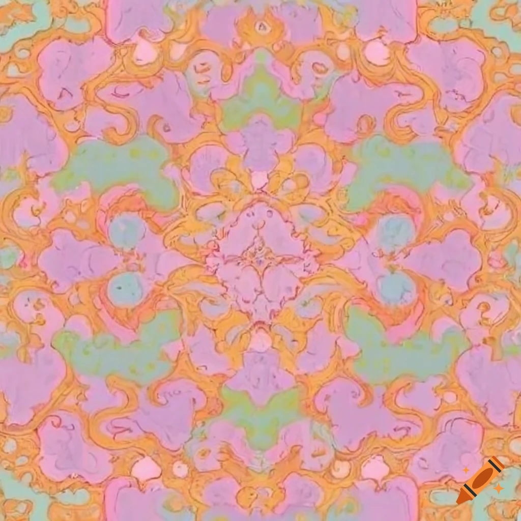 Rococo floral pattern with pastel colors in continuous tessellation on ...