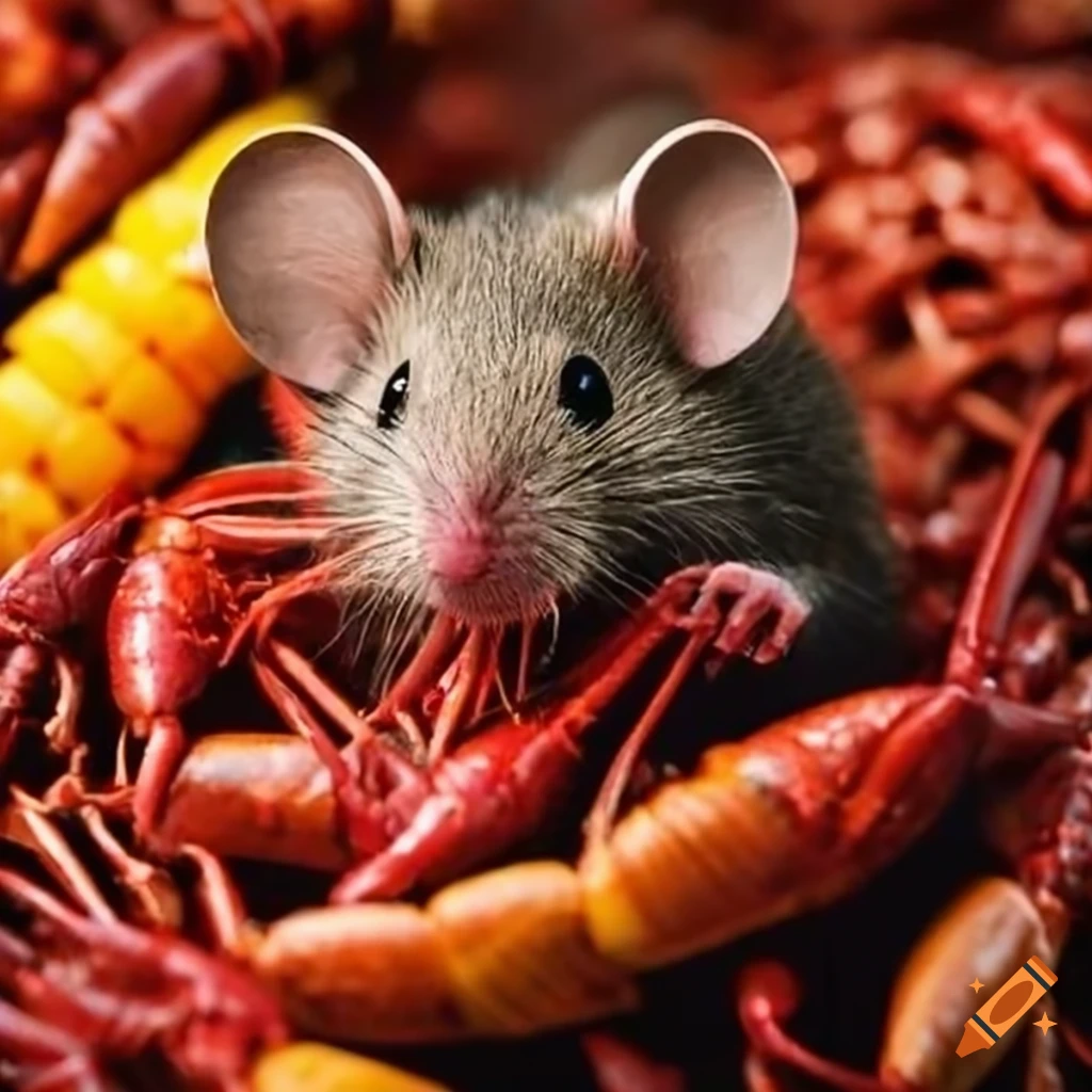 Mouse at a crawfish boil on Craiyon
