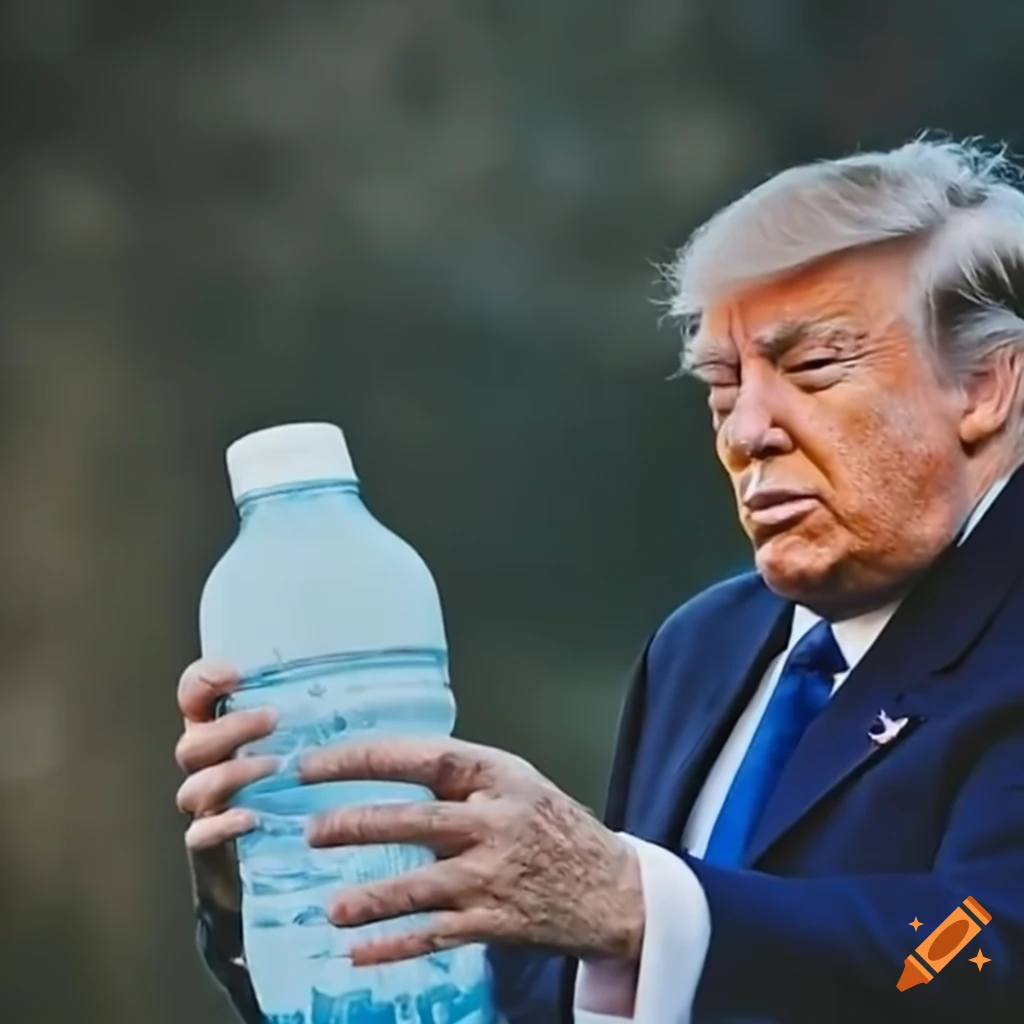 Donald trump holding a water bottle on Craiyon
