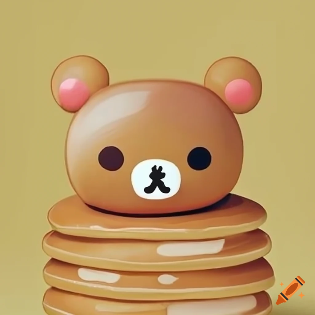 Line art of rilakkuma shaped pancakes on Craiyon