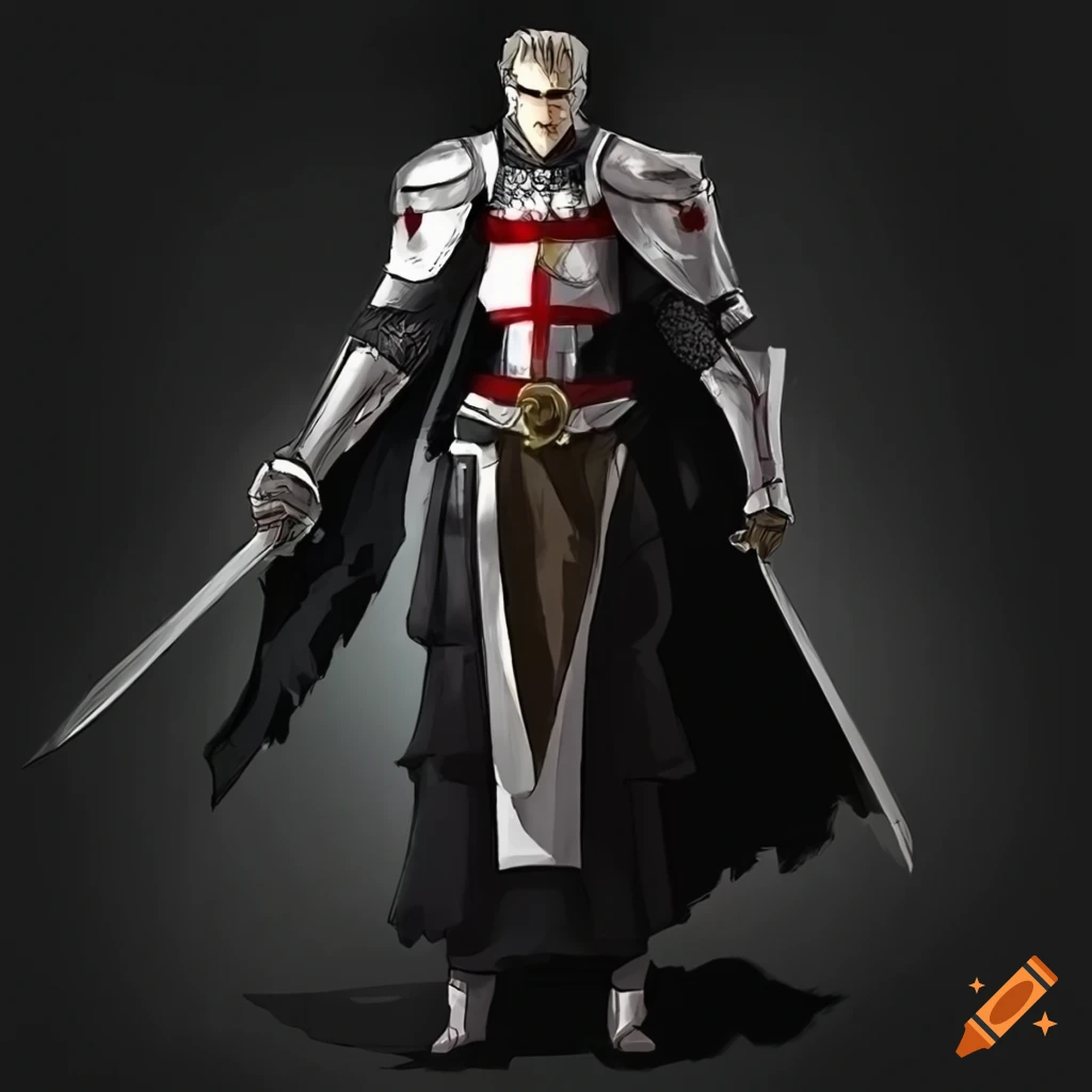 Byakuya kuchiki fusion guts as templar knight with sword on Craiyon