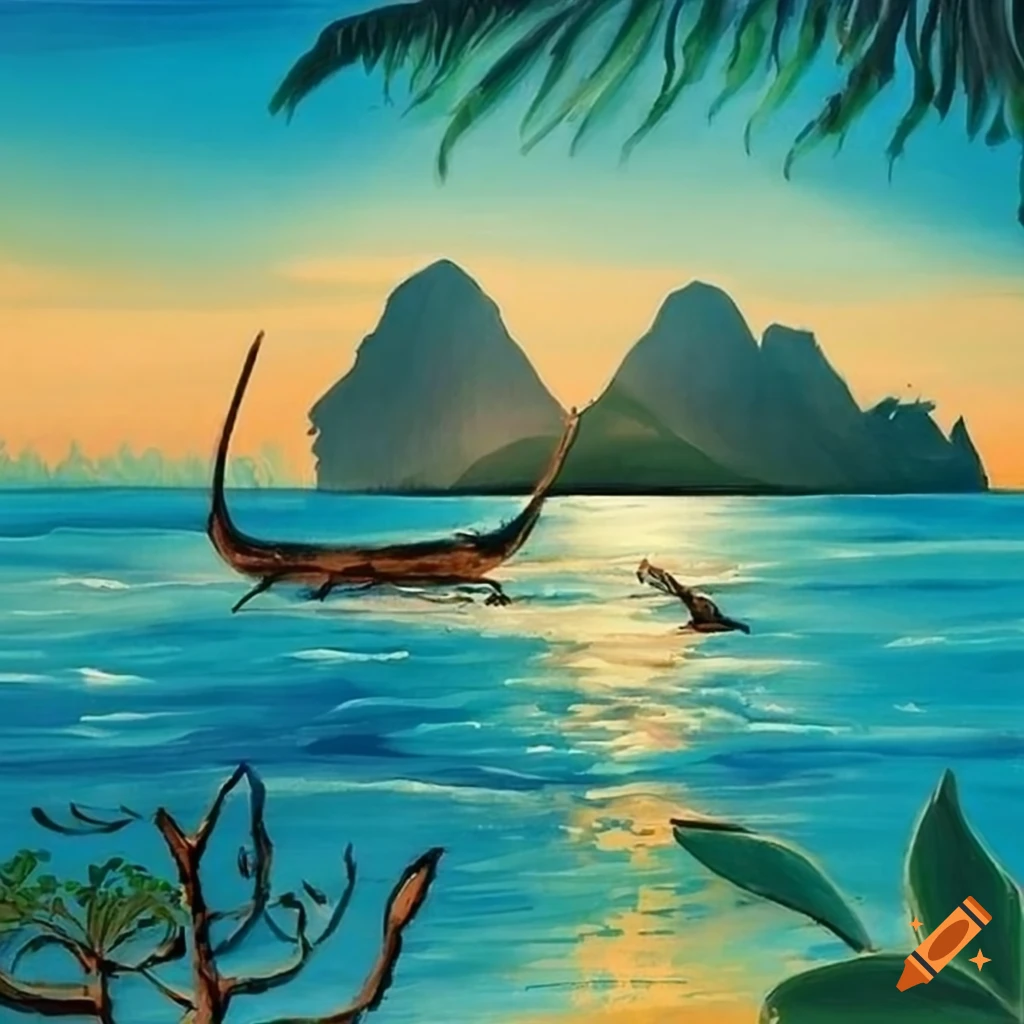 Southeast asian coastal nature painting on Craiyon