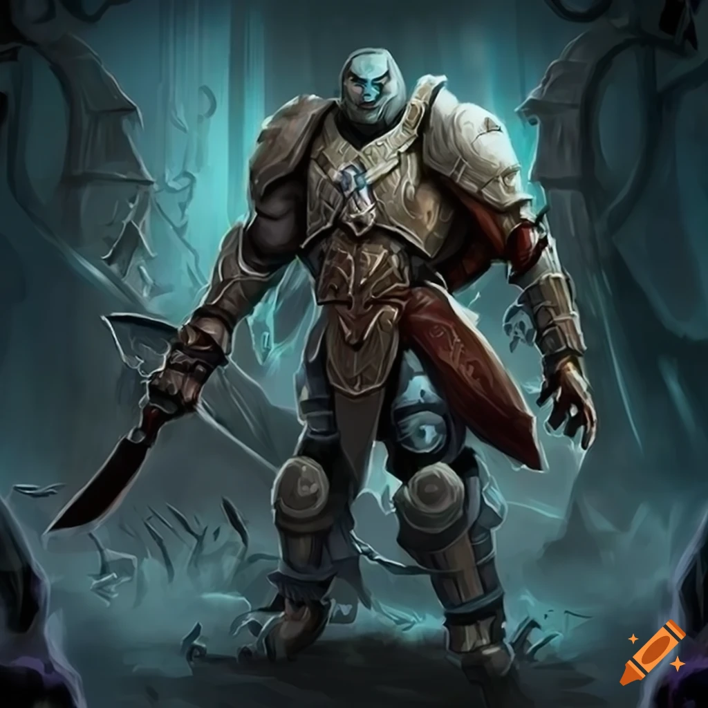 Warforged fighter wielding a great axe on Craiyon