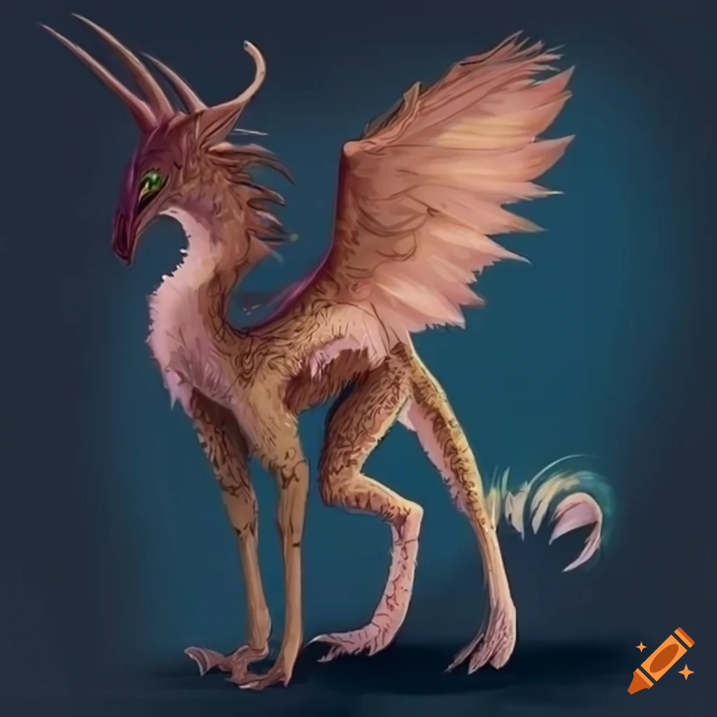 Elegant and graceful mythical quadrupedal creature with expressive eyes and a long tail on Craiyon