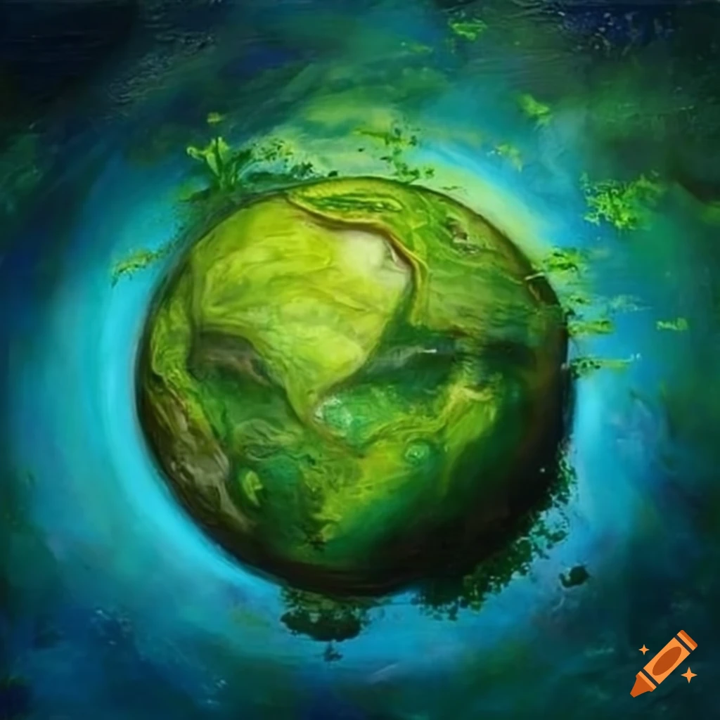 Beautiful painting of a green planet on Craiyon