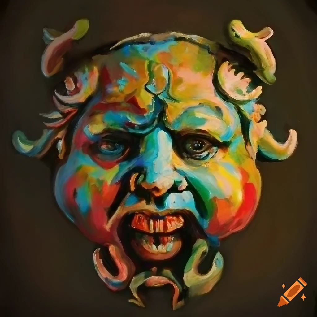 Colorful renaissance style oil portrait of a satyr on Craiyon