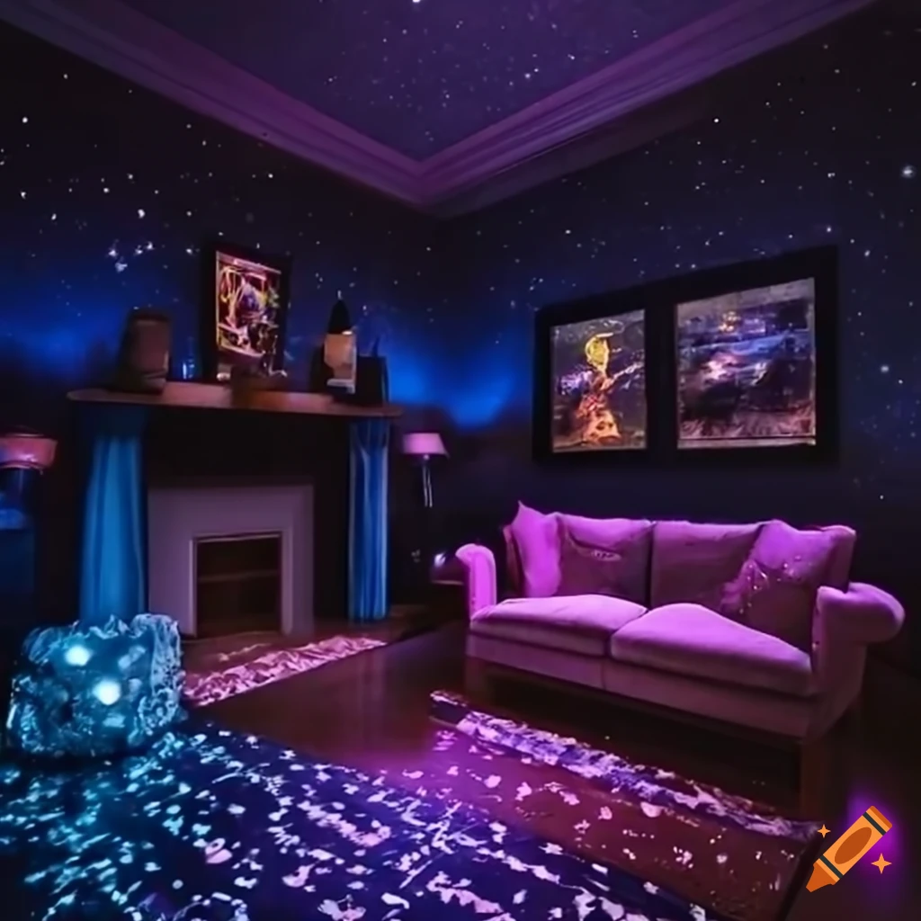 Starry themed living room space on Craiyon