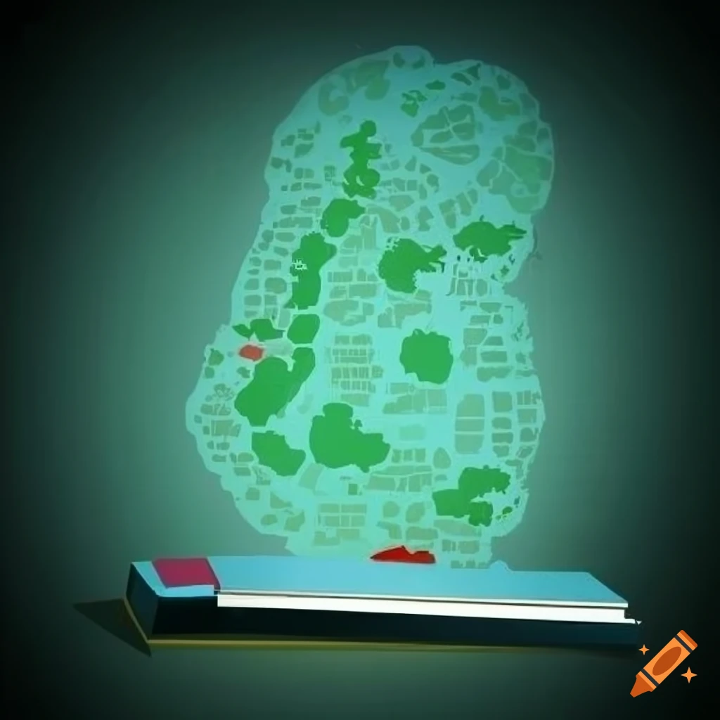 Illustration of a map on Craiyon