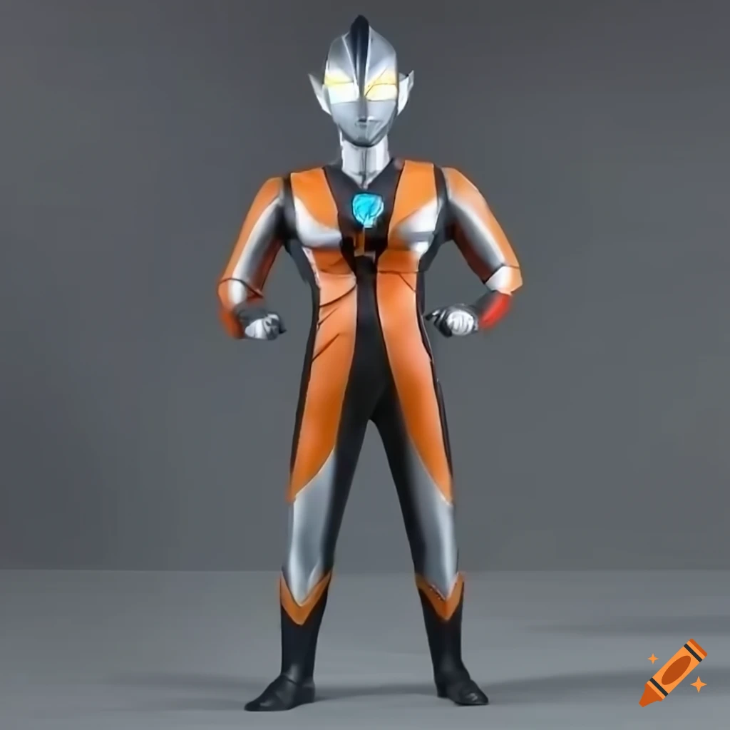 Orange and black ultraman character in full body image on Craiyon