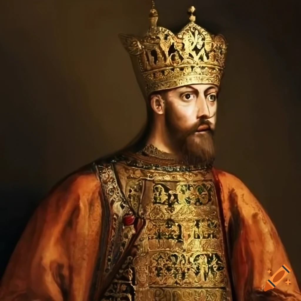 Stunning byzantine-style portrait of a polish tsar in russian robes on ...