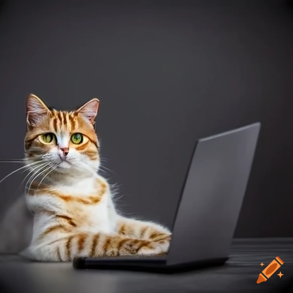 Cat working on a computer on Craiyon