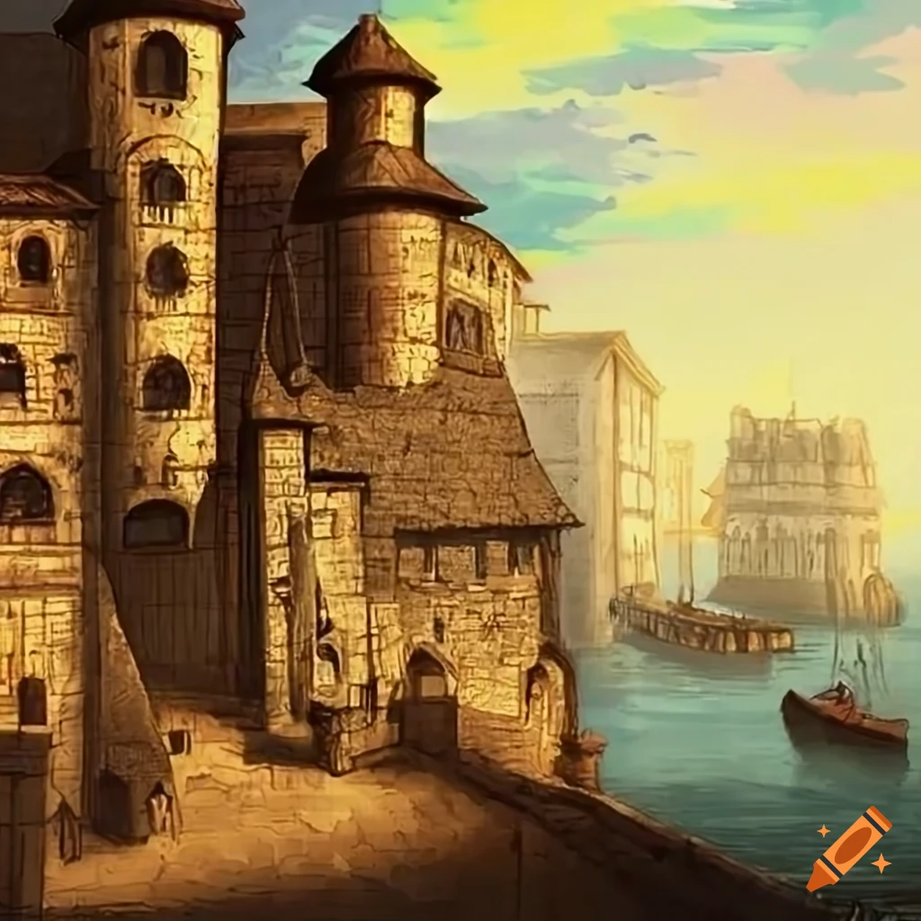 Medieval drawing of port royal on Craiyon