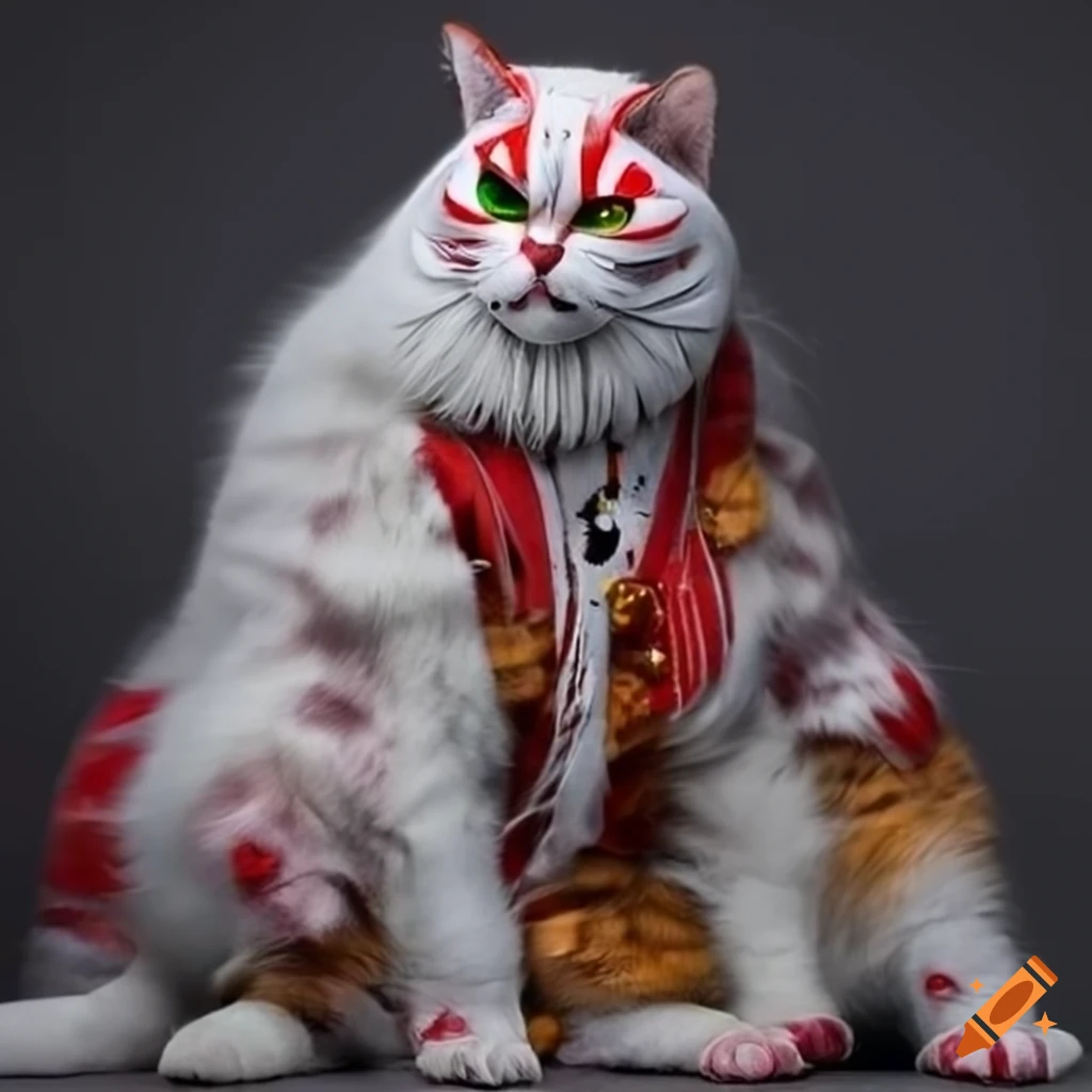 Japanese kabuki cat in apocalyptic setting on Craiyon