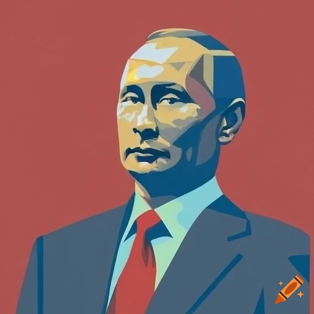 Vladimir putin with red flags and sky representing power and ...