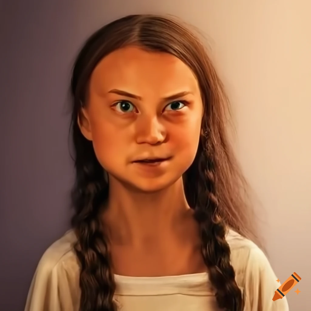 Greta Thunberg in white nightdress lying on bed with a bright smile on ...