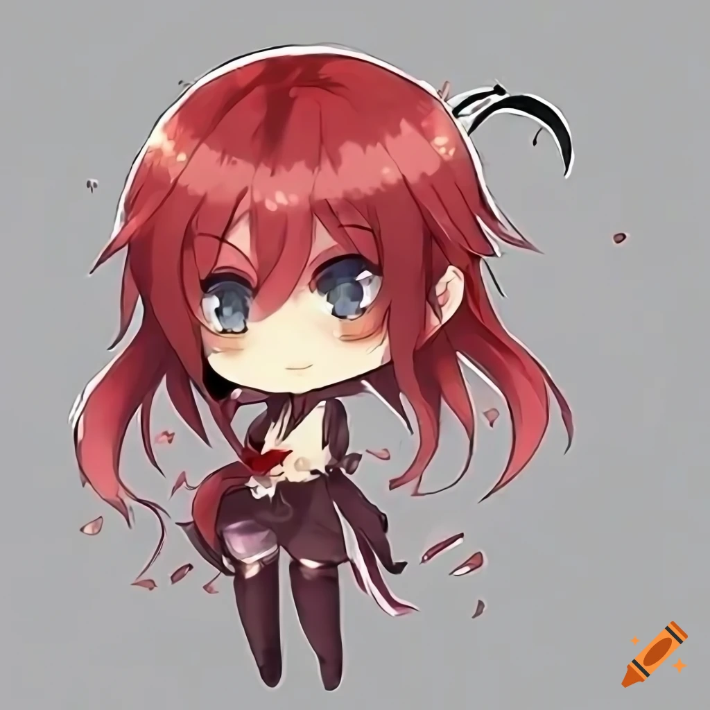 Red hair anime chibi character on Craiyon