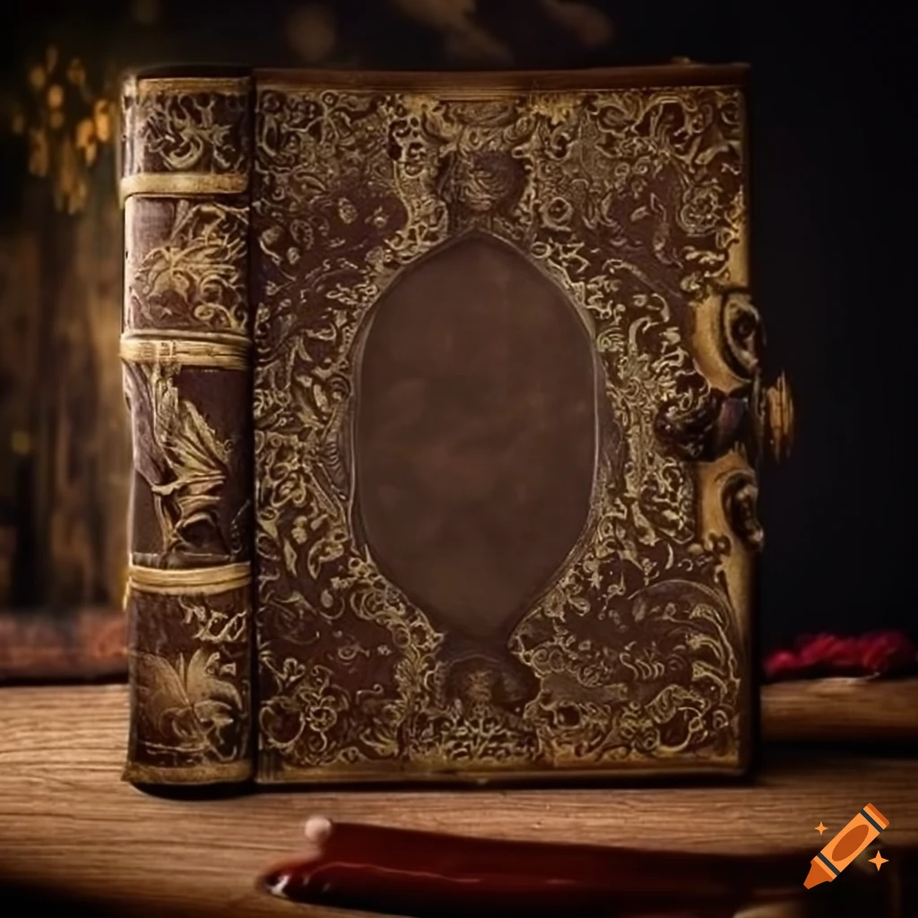 Fantasy magical medieval old antique grimoire design on a journal cover on Craiyon