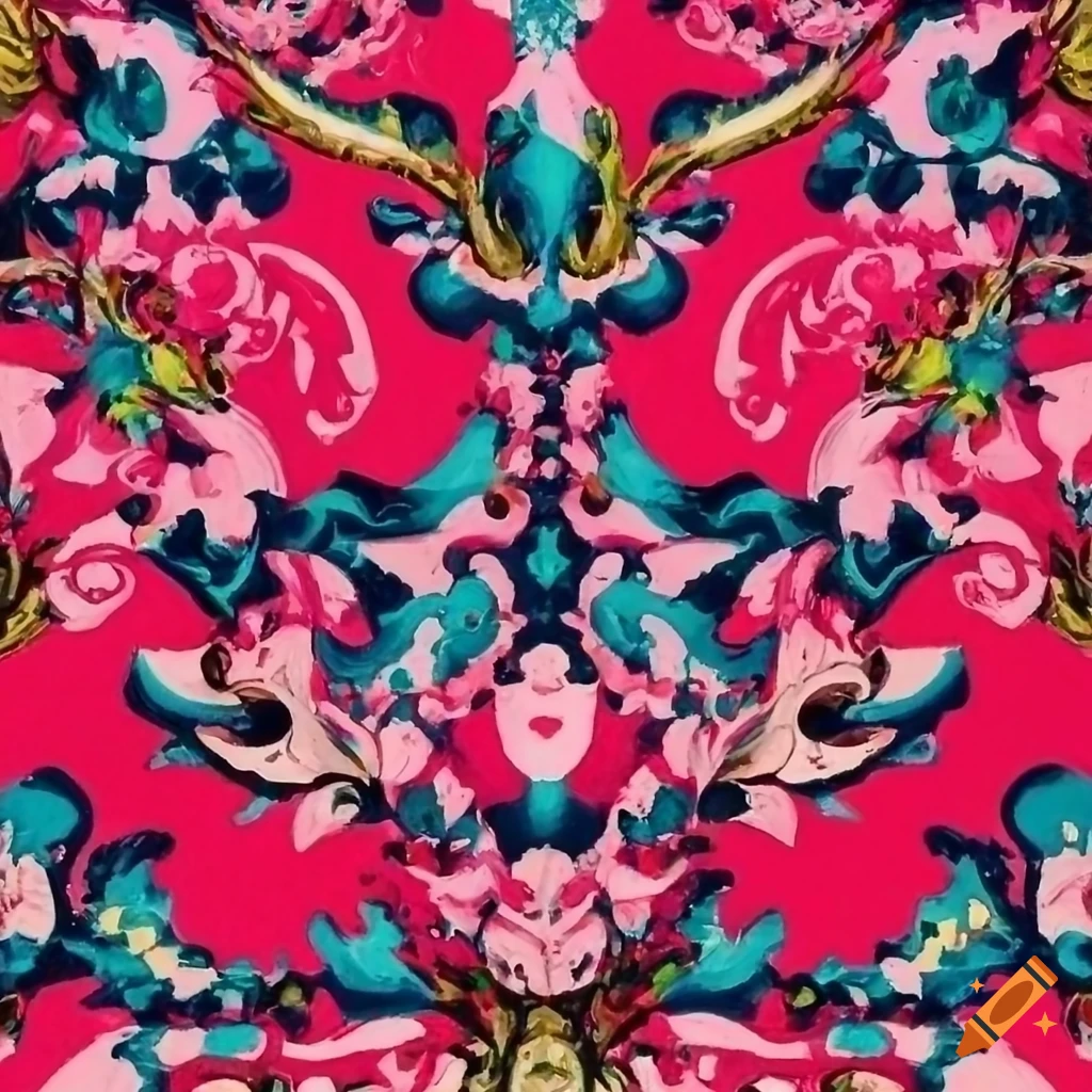 Intricate rococo floral pattern in a funky style on Craiyon