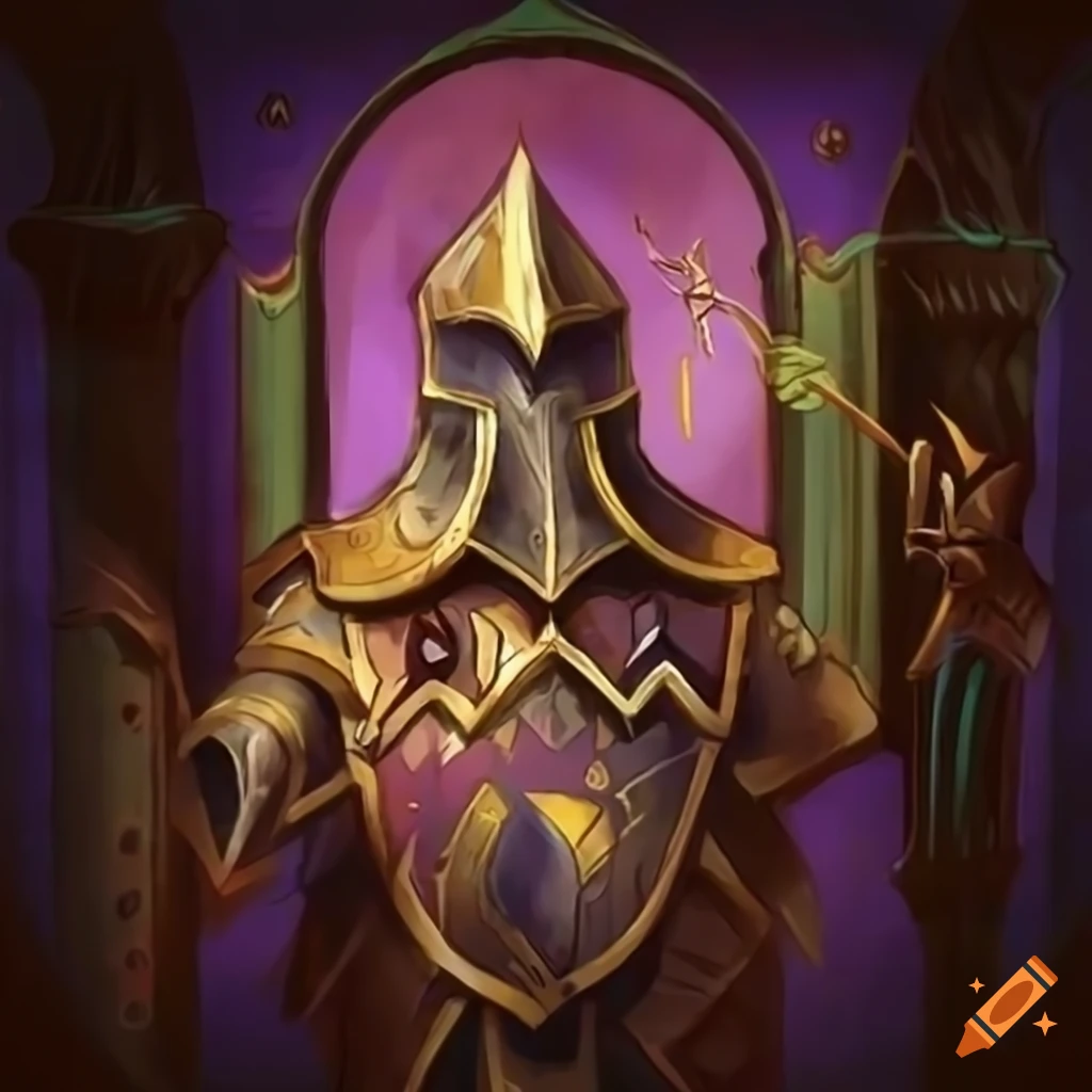 Magical mage armor and shield on a card from a fantasy set on Craiyon