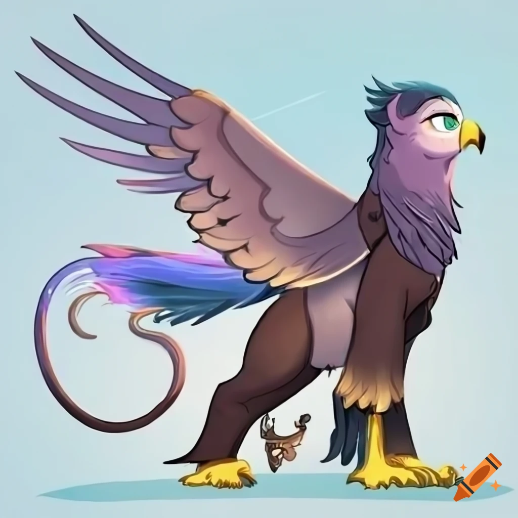 Male griffin from my little pony wearing a silver jacket on Craiyon