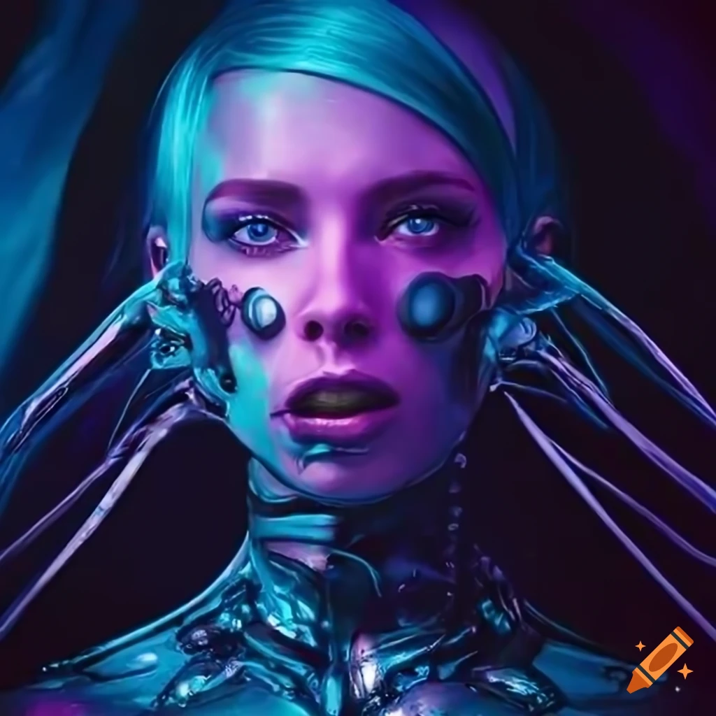 Futuristic cyborg queen facing an otherworldly monster in a high-octane ...