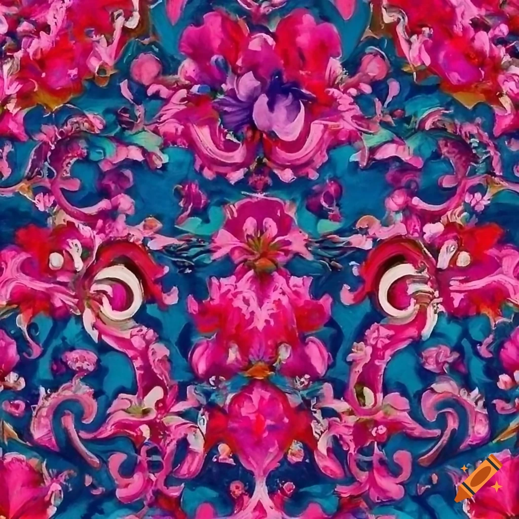 Intricate repeating floral pattern in rococo style on Craiyon