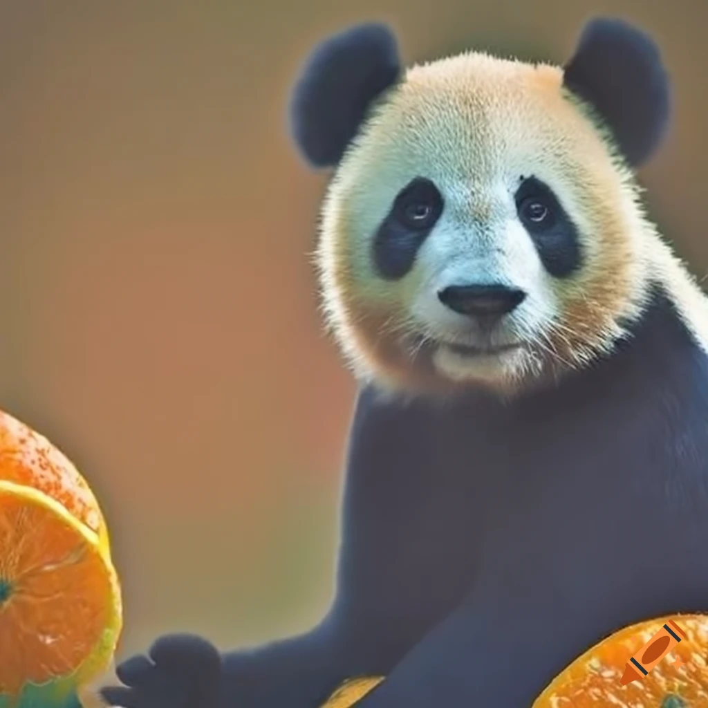 Panda peeling an orange on Craiyon