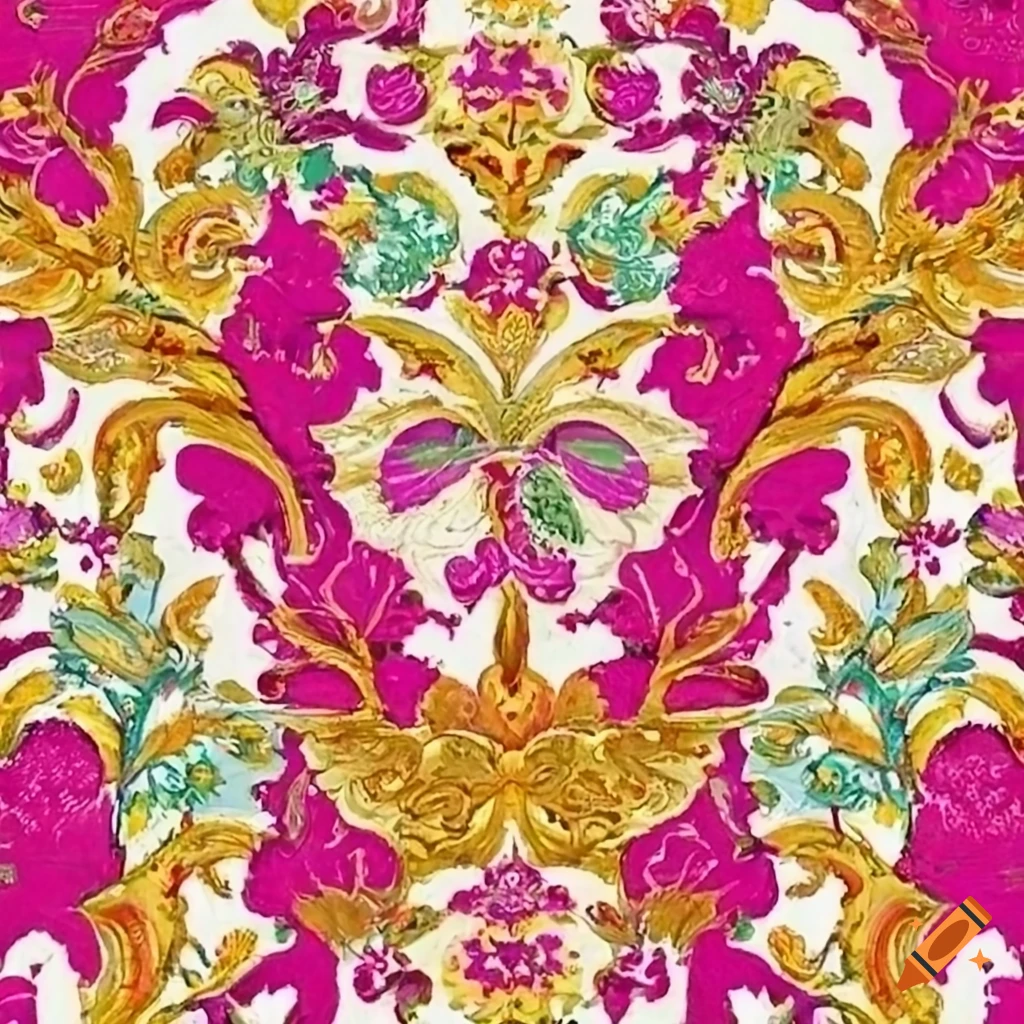 Intricate floral rococo pattern in a funky style on Craiyon
