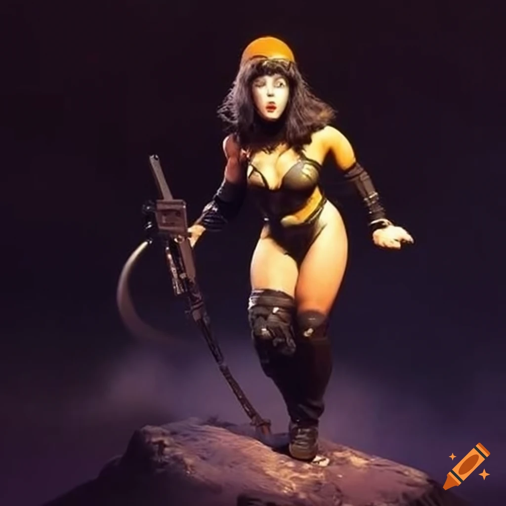 Woman in sci-fi outfit in an unusual atmosphere on Craiyon