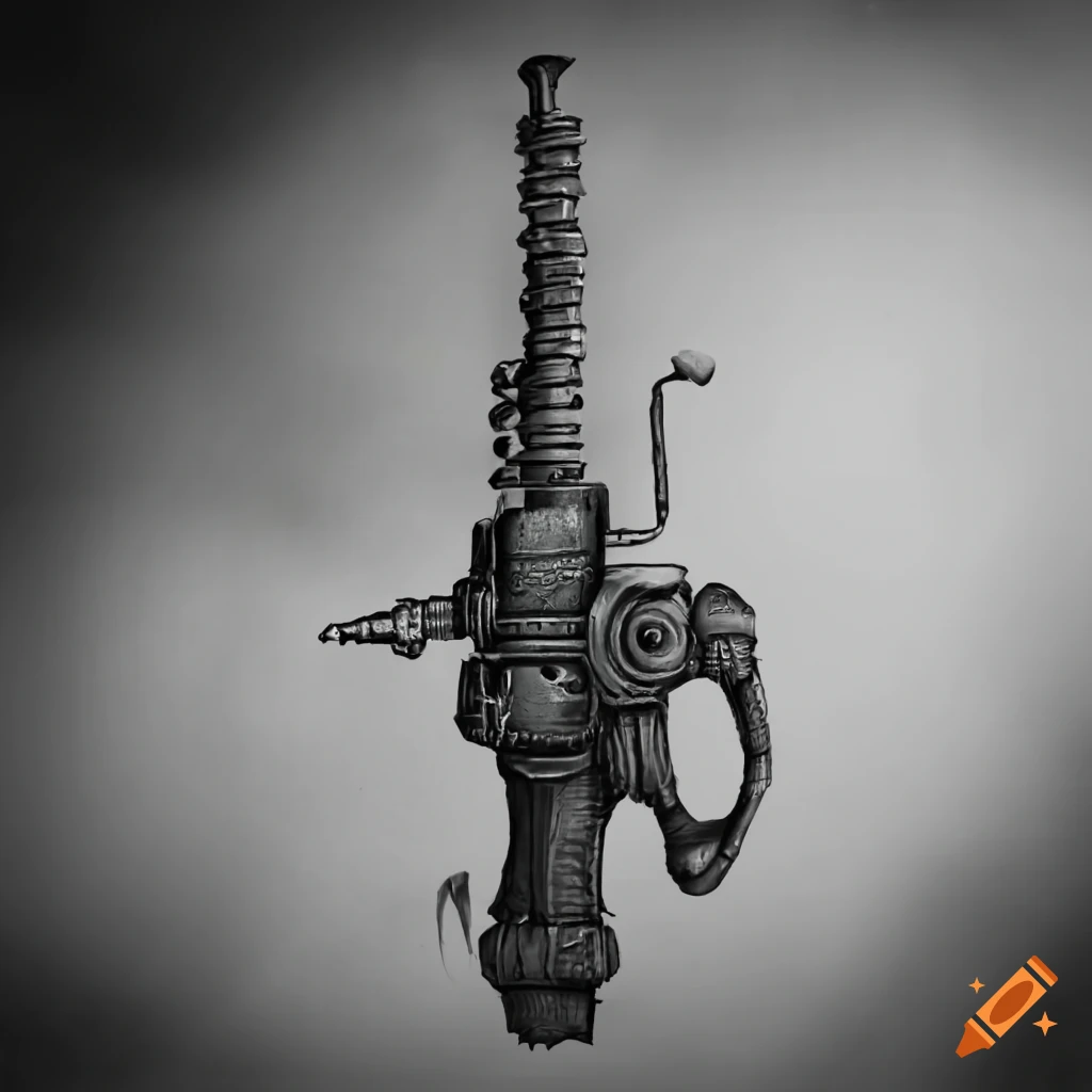 Dieselpunk weapon prosthetics for arms on Craiyon