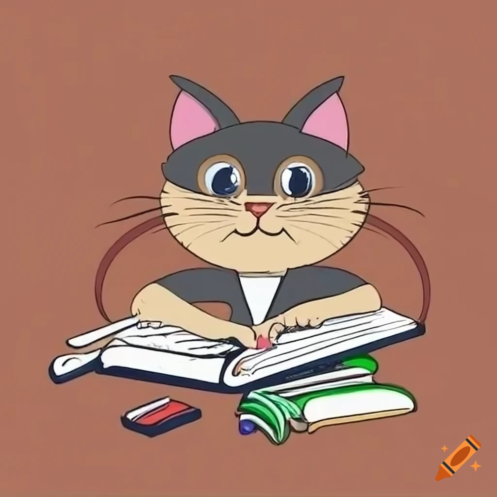 Adorable cat studying for exams on Craiyon