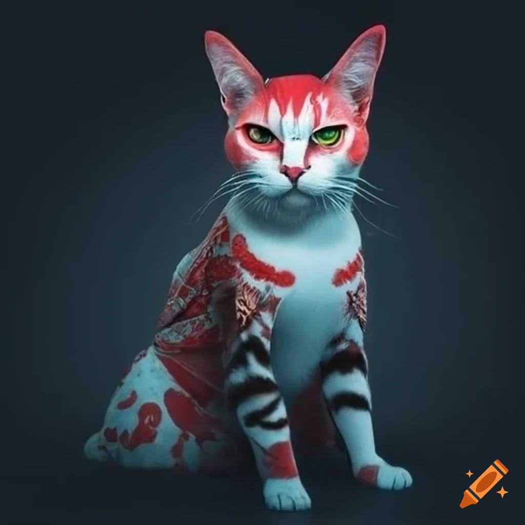 Crazy japanese kabuki cat in apocalyptic setting on Craiyon
