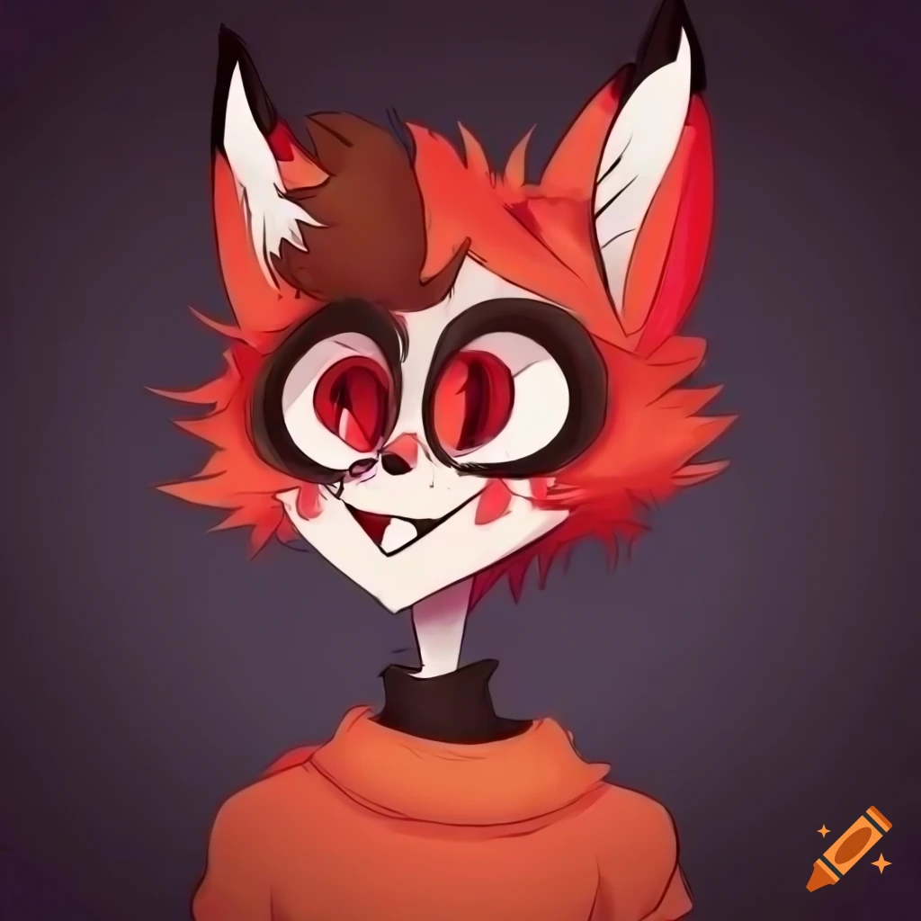 Fox boy with bags under his eyes in Hazbin Hotel art style on Craiyon
