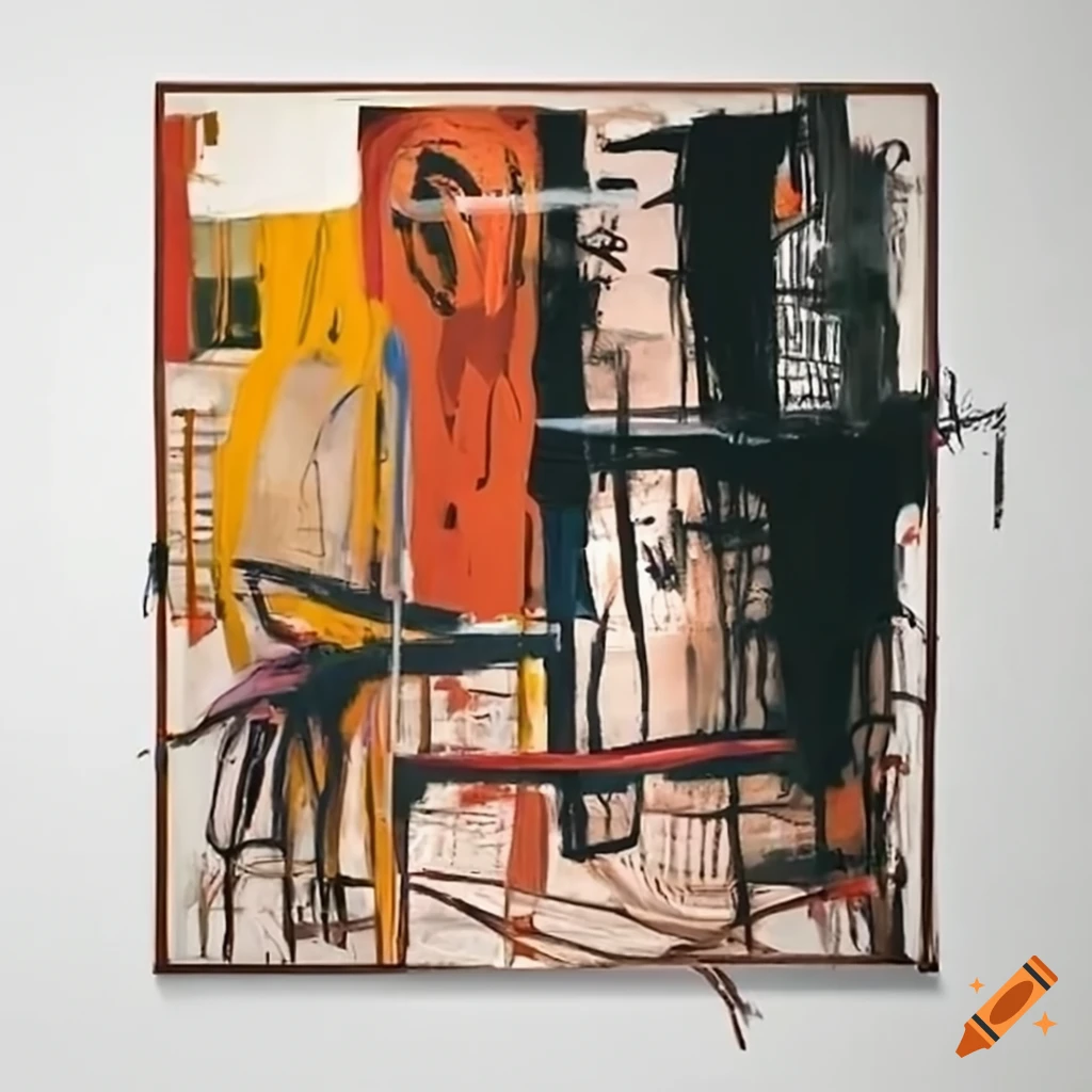 Albert oehlen and basquiat painting a table together on Craiyon