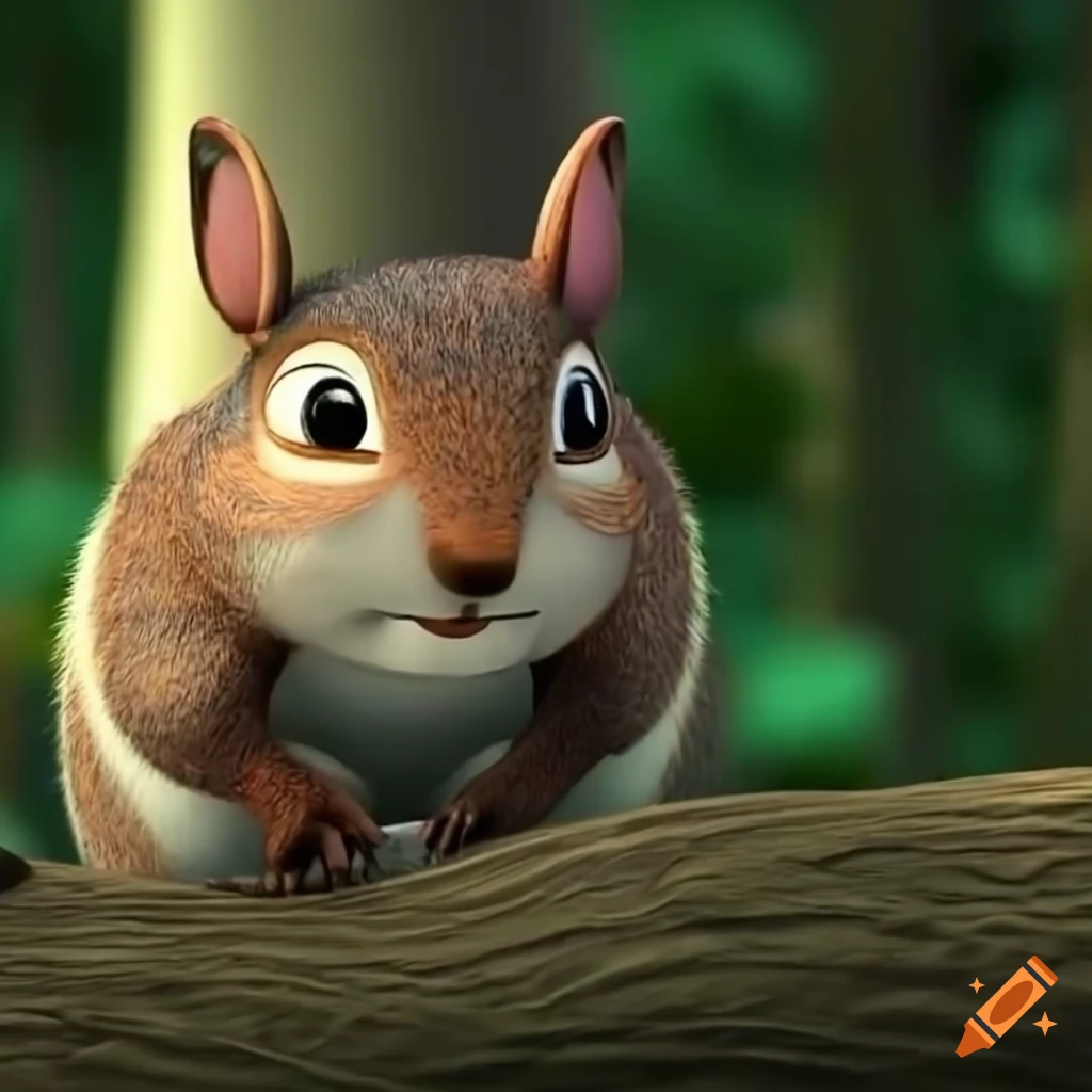 3d animated squirrel climbing and descending a tree on Craiyon