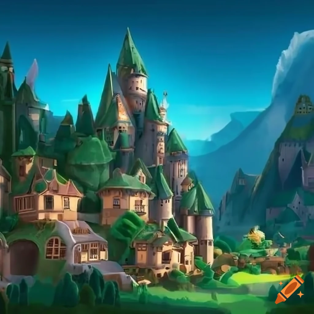 Impressive marble elf kingdom city town with mountain gardens on Craiyon