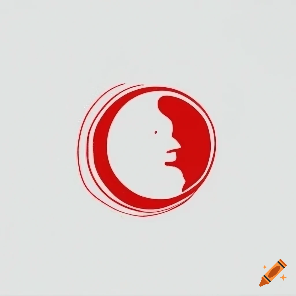 Minimalist continuous line red and white moon sketch on Craiyon