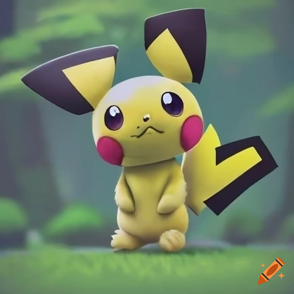 Fluffy pichu cub surrounded by dense forest foliage on Craiyon