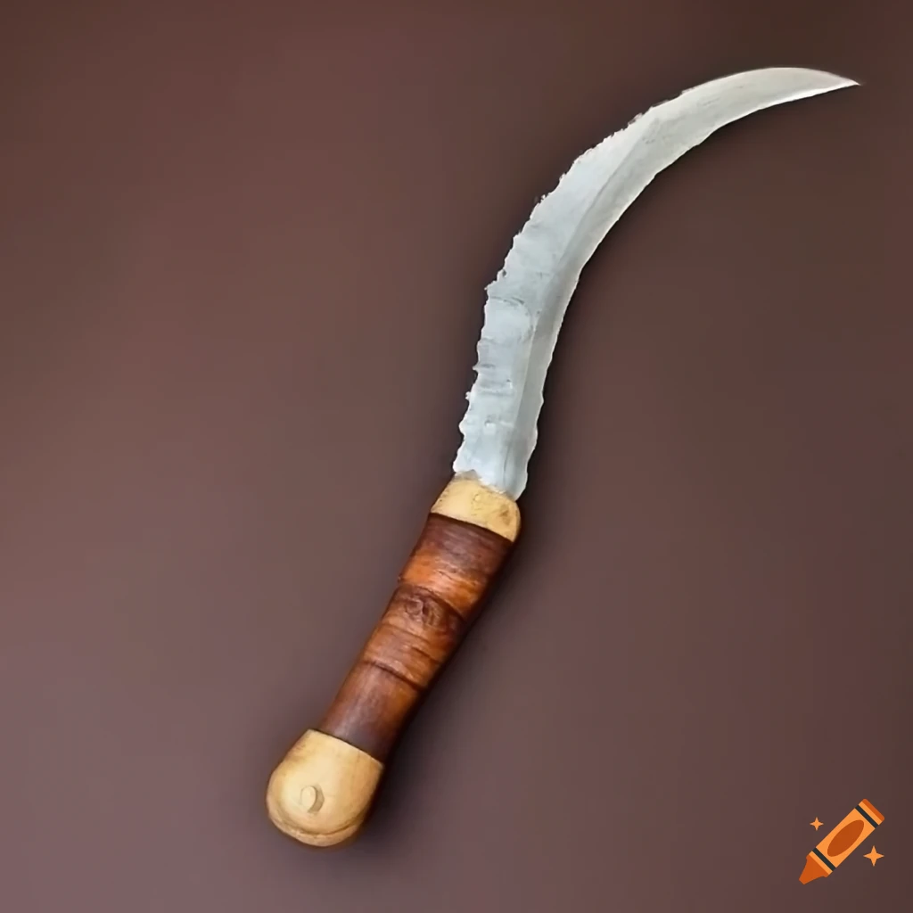 Monk weapon with grey feathers strapped to the handle, d&d item on Craiyon