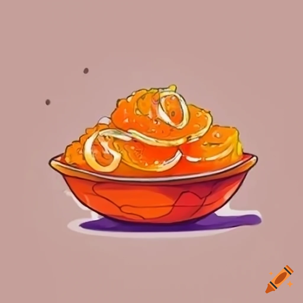 Orange halwa in a bowl drawing on Craiyon