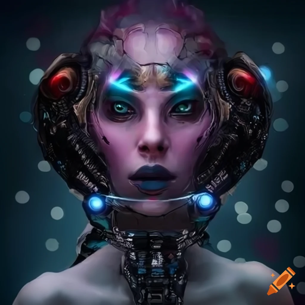 Futuristic cyborg queen facing an otherworldly monster in a high-octane ...