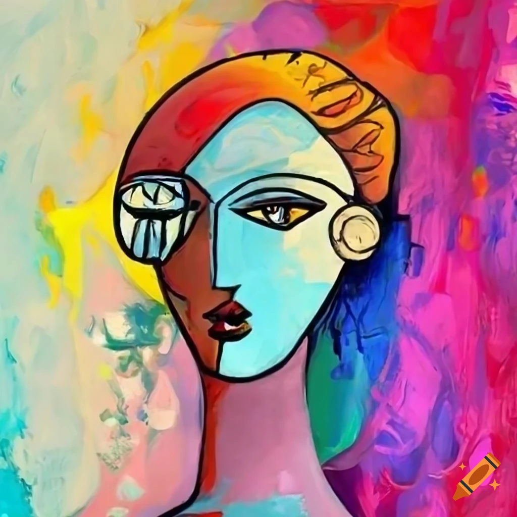 Abstract picasso-style painting on Craiyon