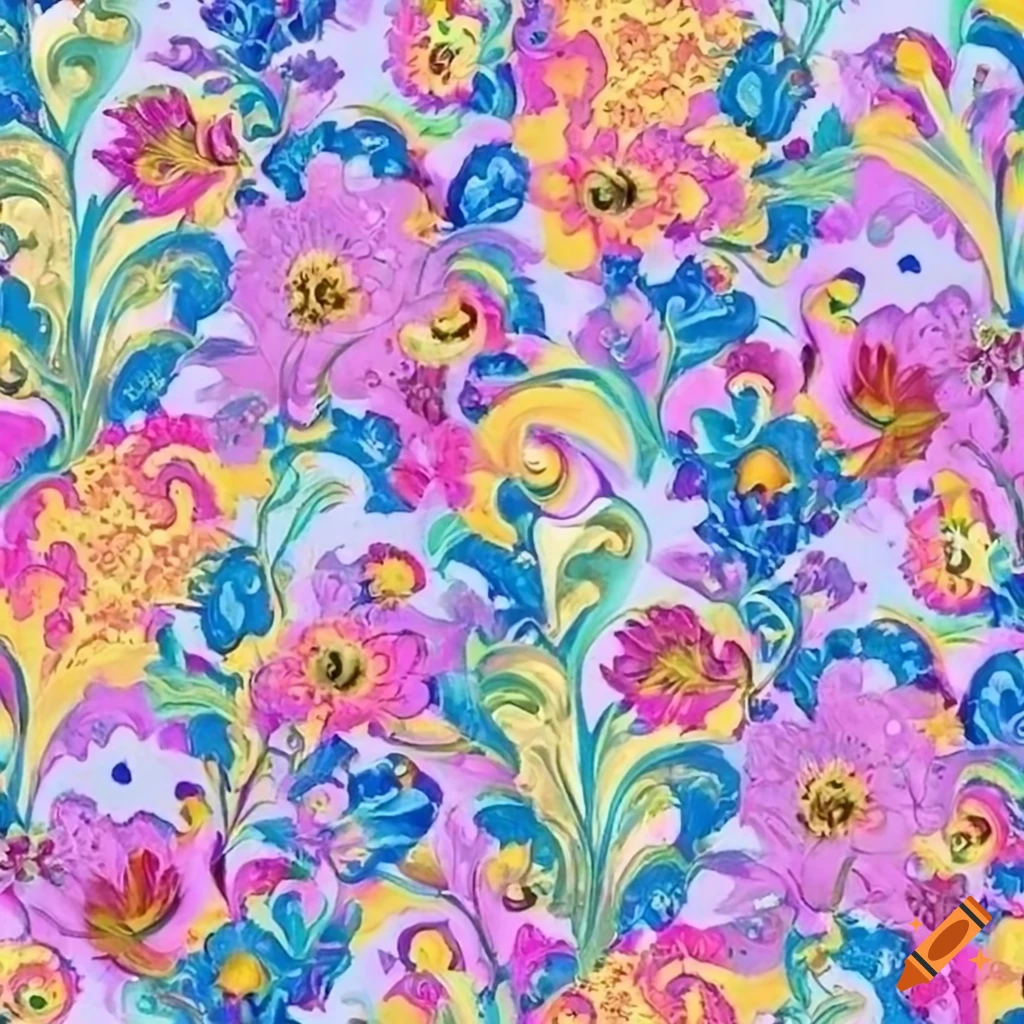Rainbow pastel rococo floral pattern in an intricate design on Craiyon