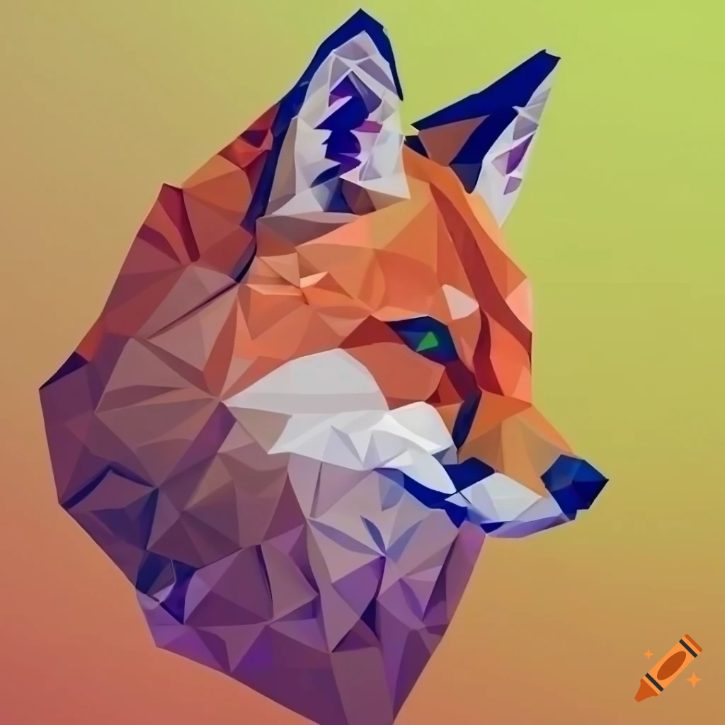 Wild fox logo in low poly style on Craiyon