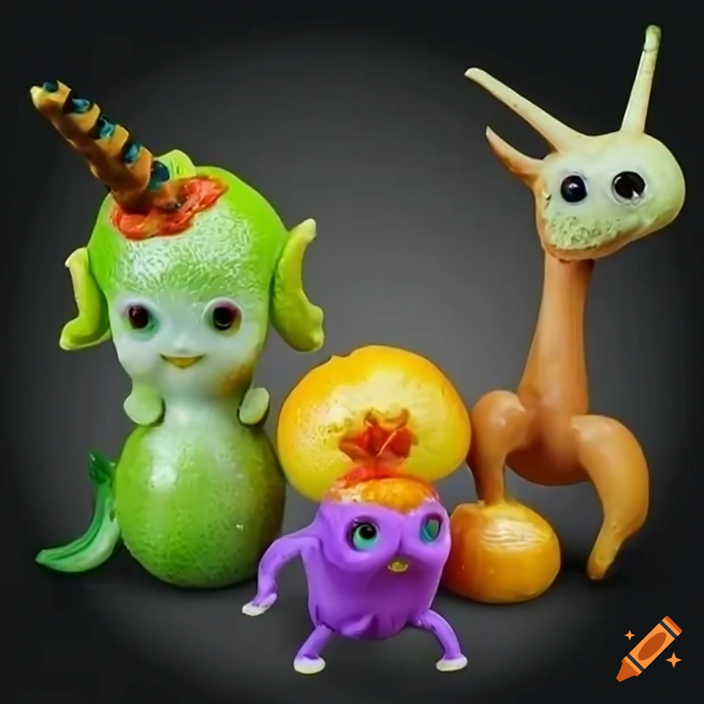 Mythical creatures and mutant omega mart lemon fruit monster in a ...