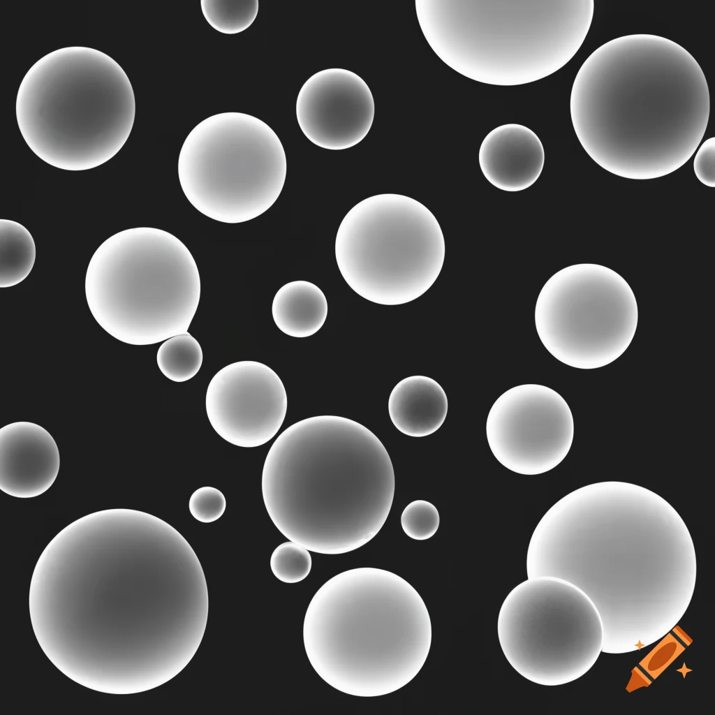 White monochromatic bubble pattern on a black background on Craiyon