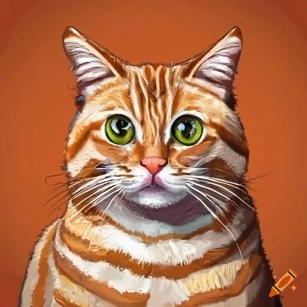 Strikingly beautiful ginger cat painting with mild tones on Craiyon
