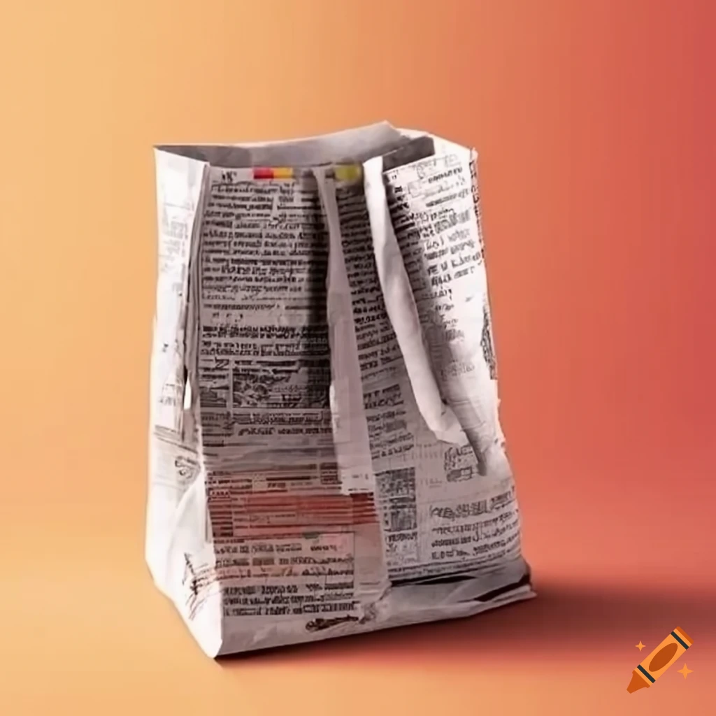 Recycled paper bag made from newspaper on Craiyon